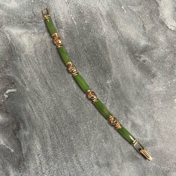 JTV | Jewelry | Genuine Jade Gold Link Bracelet | Poshmark